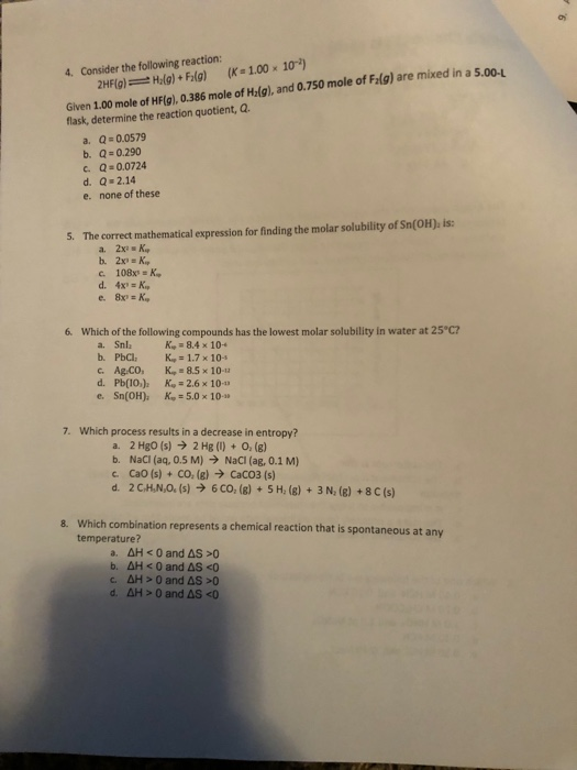 Solved Multiple Choice (3 pts each) 1. When 45.0 g of an | Chegg.com