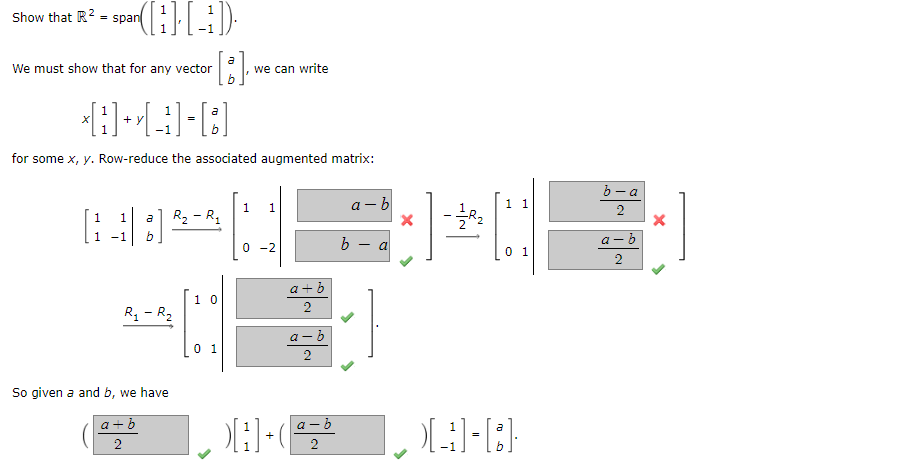 Solved Show that R2=span([11],[1-1]).We must show that for | Chegg.com