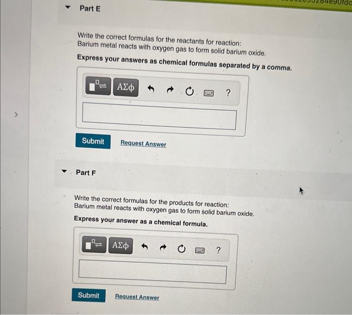 Solved Write the correct formulas for the reactants for | Chegg.com