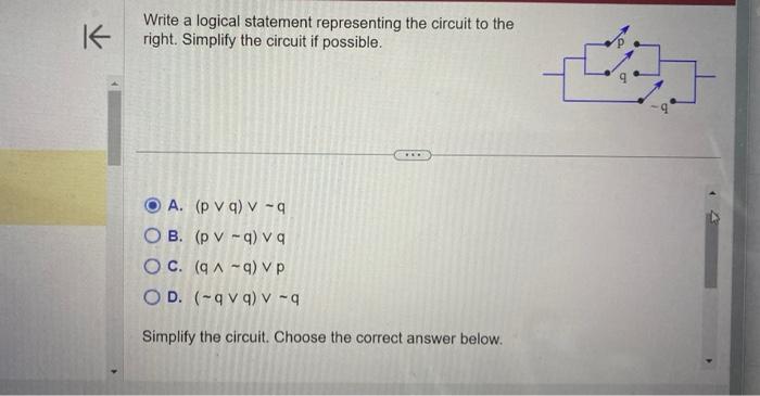 Solved Write a logical statement representing the circuit to | Chegg.com