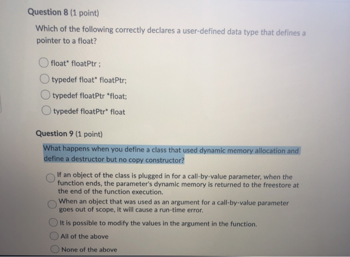 Solved Question 2 (1 point) Saved Assuming that the pointer | Chegg.com