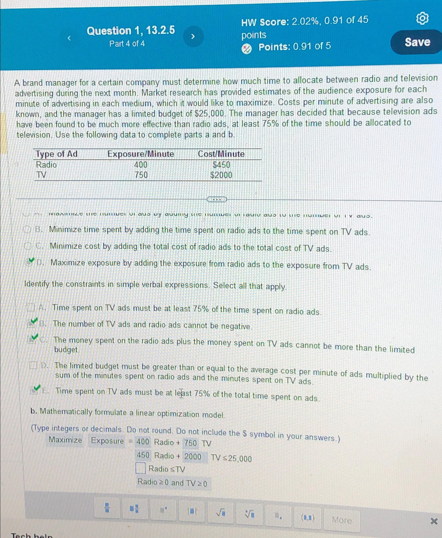 Solved Question 1, 13.2 .5HW Score: 2.02%,0.91 ﻿of 45Part 4 | Chegg.com