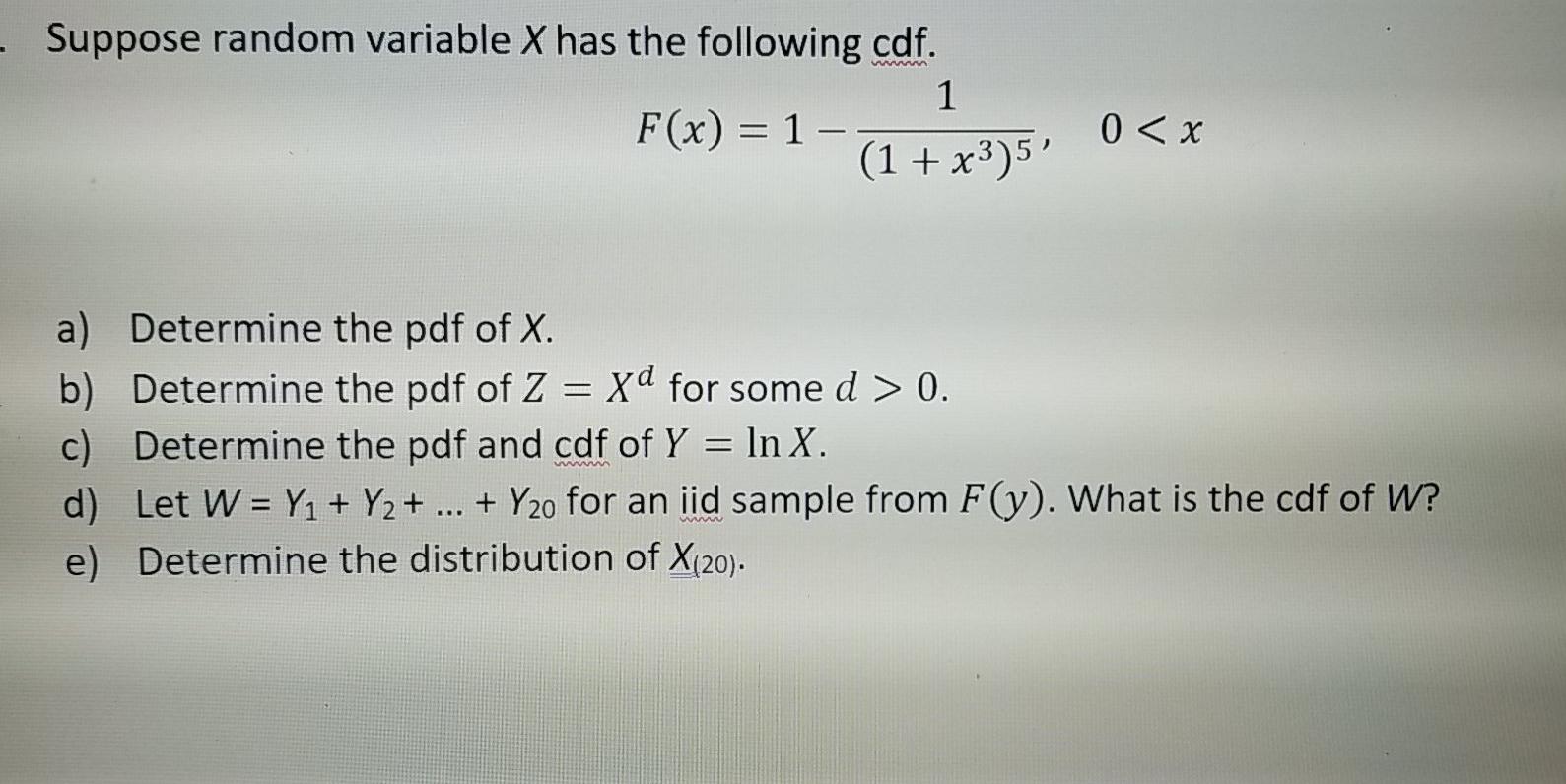 Solved Suppose random variable X has the following cdf. 1 | Chegg.com