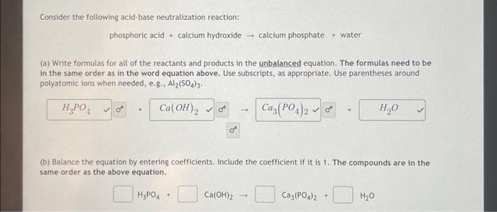 Solved (a) Write formulas for all of the reactants and | Chegg.com