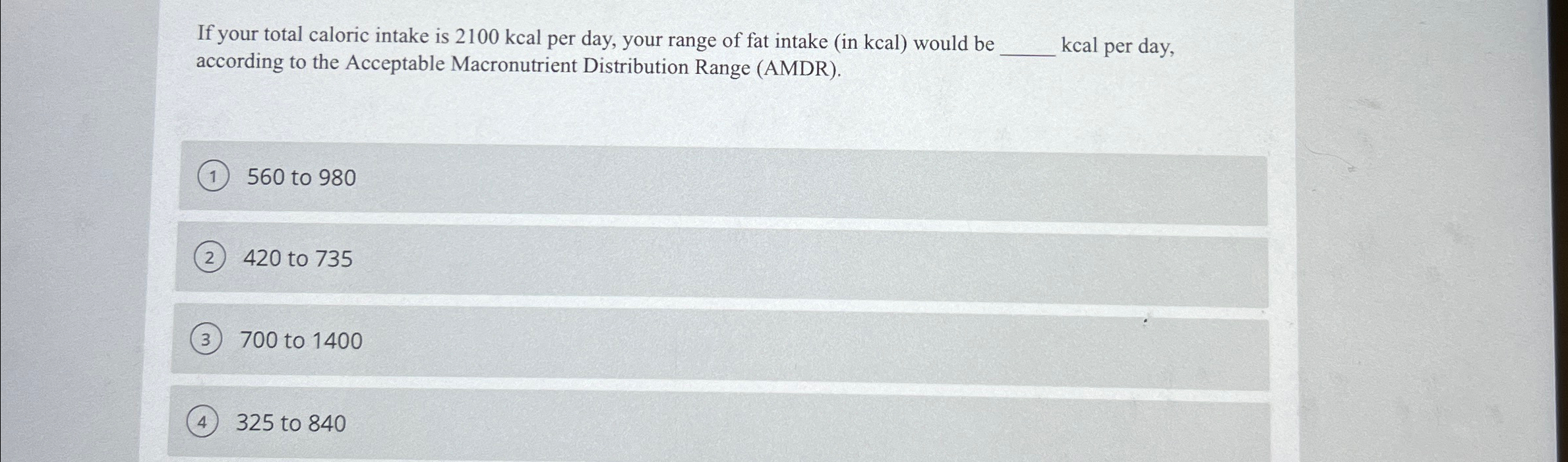 Solved If your total caloric intake is 2100kcal per day, | Chegg.com