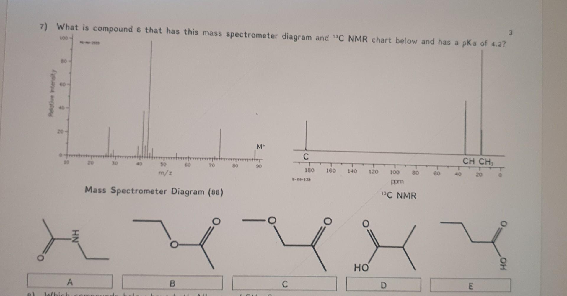 Solved 7) What is compound 6 that has this mass spectrometer | Chegg.com