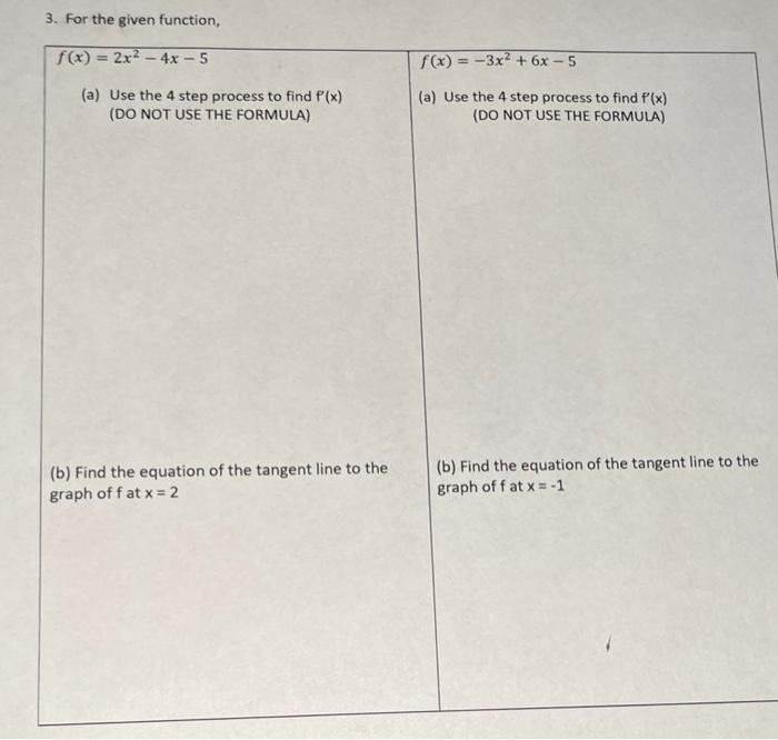 Solved 3. For the given function, f(x)=2x2−4x−5 | Chegg.com