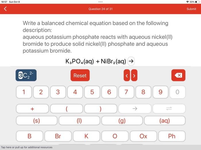 Solved Write a balanced chemical equation based on the | Chegg.com