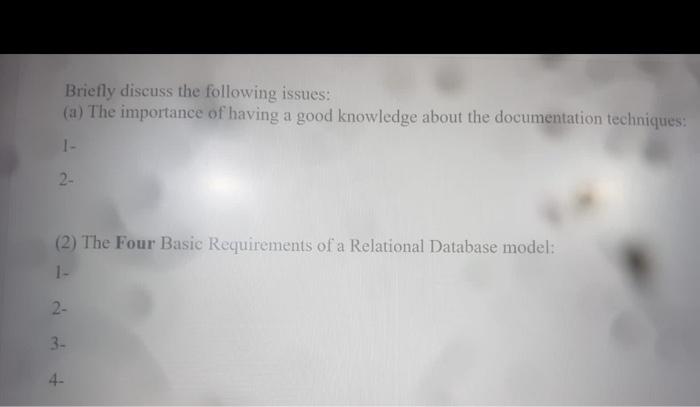 Solved Briefly discuss the following issues: (a) The | Chegg.com