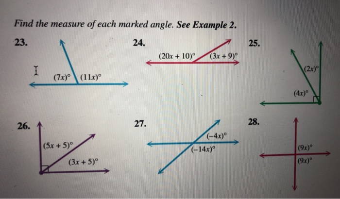 Solved Find the measure of each marked angle. See Example 2. | Chegg.com