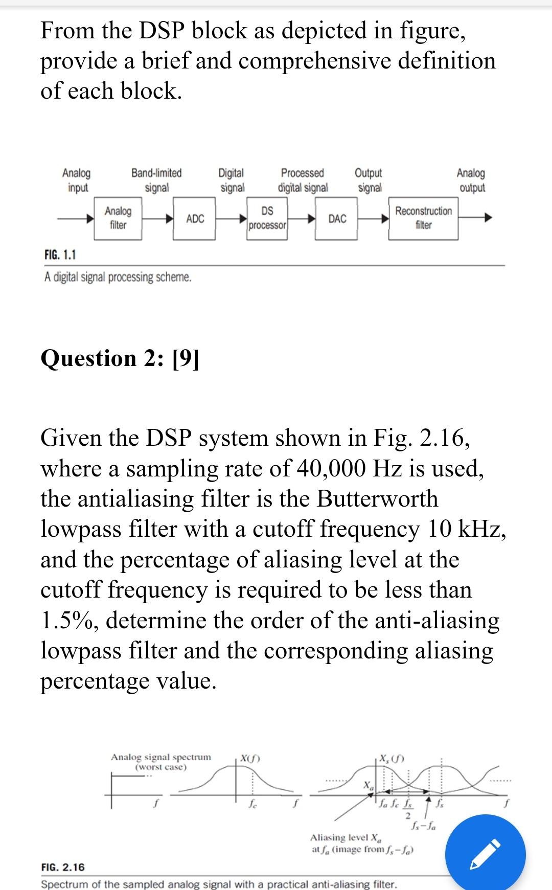 Solved From the DSP block as depicted in figure, provide a | Chegg.com