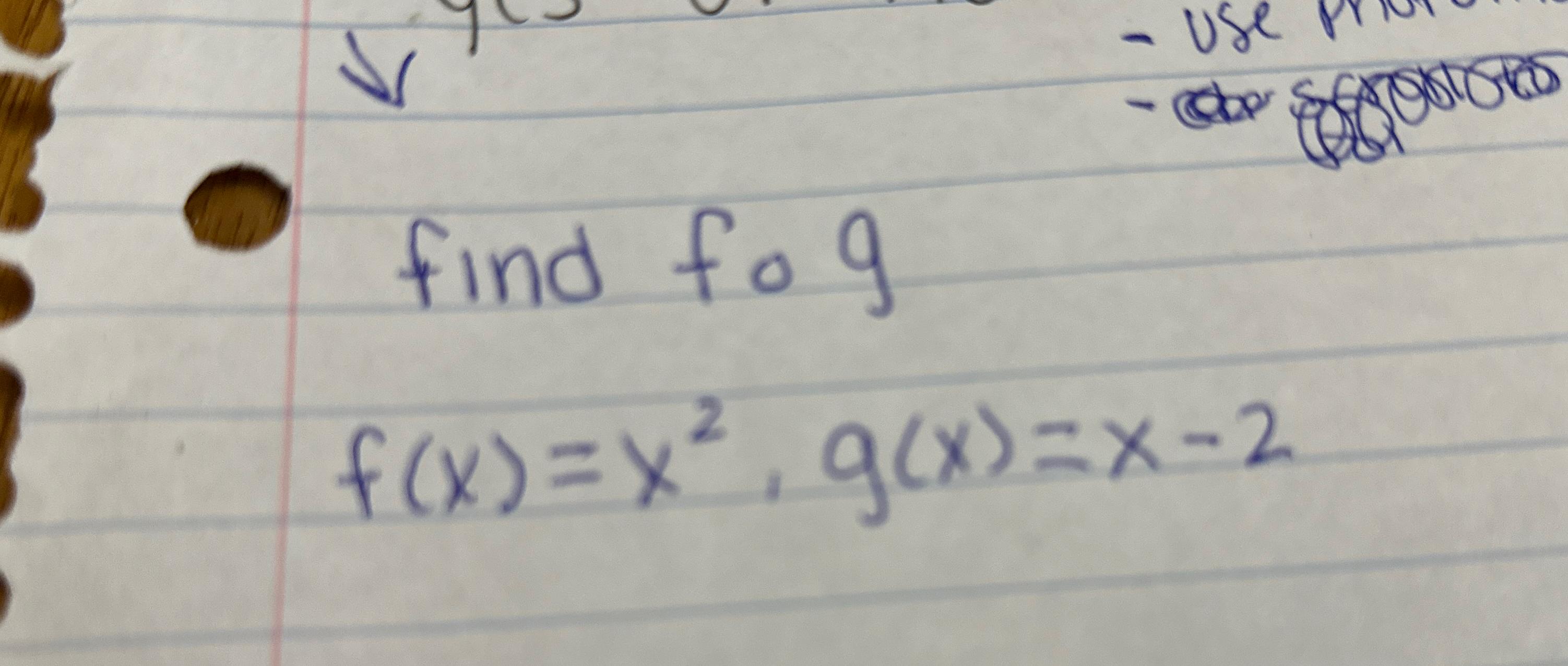 Solved find f0gf(x)=x2,g(x)=x-2 | Chegg.com