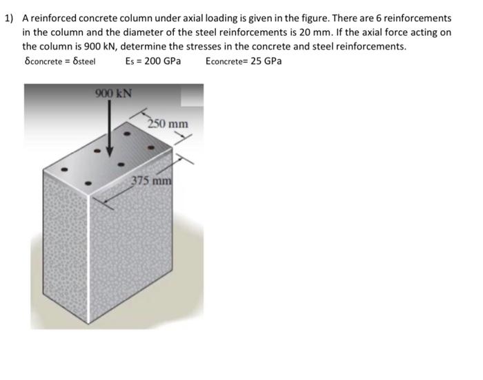Solved 1) A reinforced concrete column under axial loading | Chegg.com