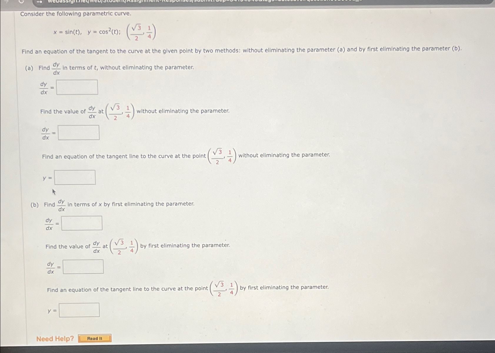 Solved Consider the following parametric | Chegg.com