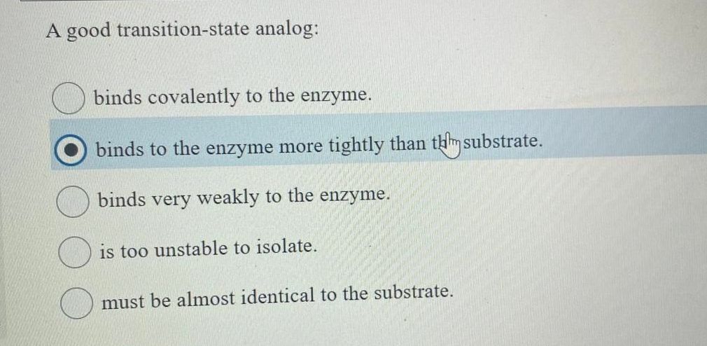 Solved A good transition-state analog:binds covalently to | Chegg.com