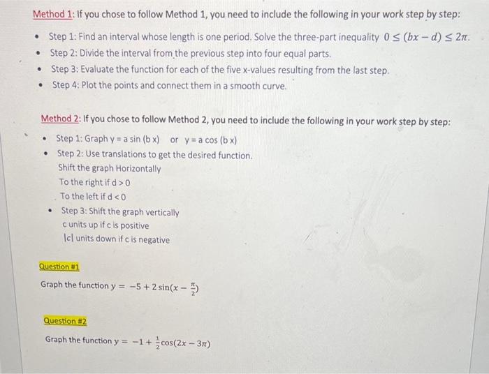 Solved Method 1: If you chose to follow Method 1, you need | Chegg.com