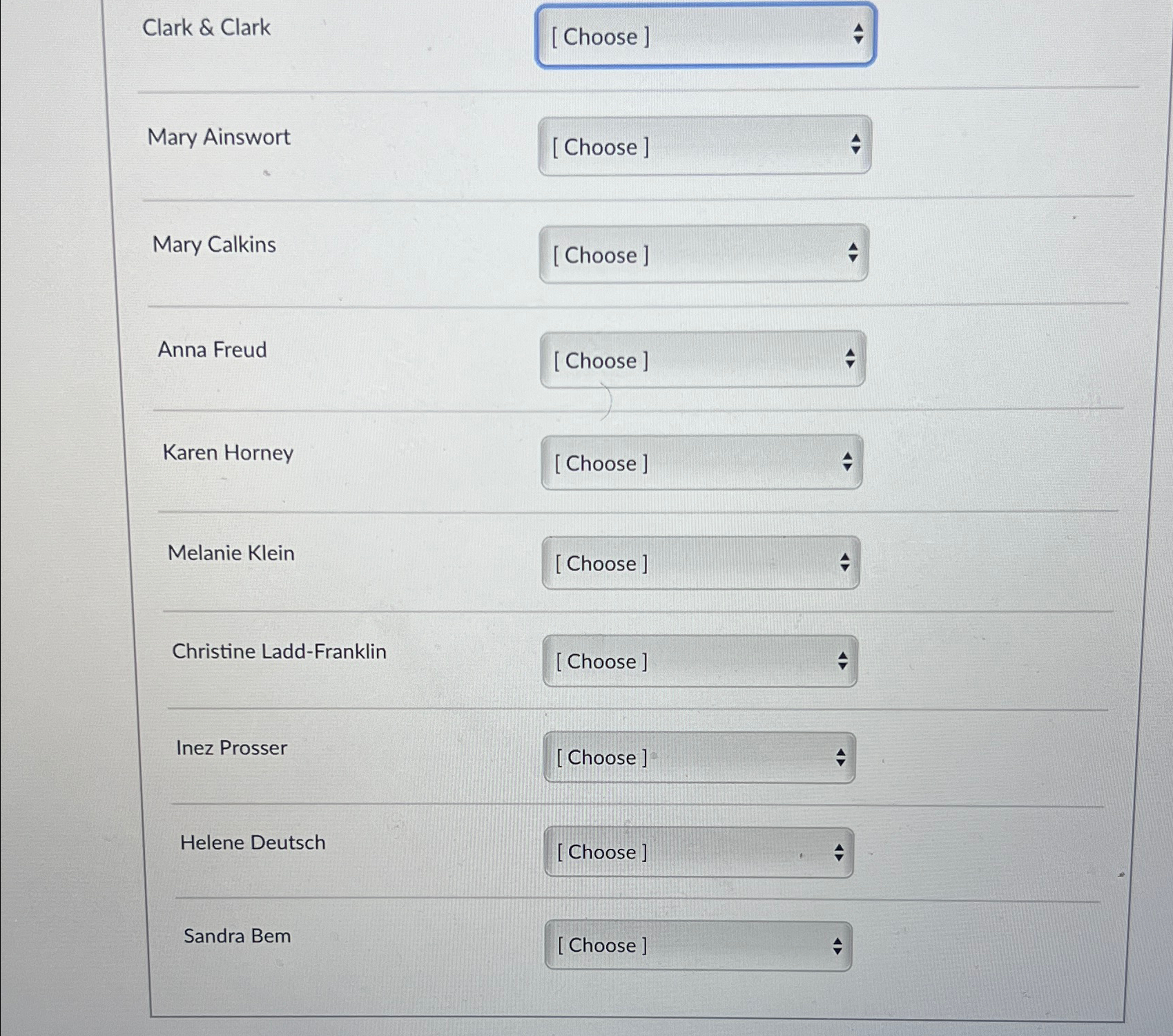 Solved Clark & ClarkMary AinswortMary CalkinsAnna FreudKaren | Chegg.com