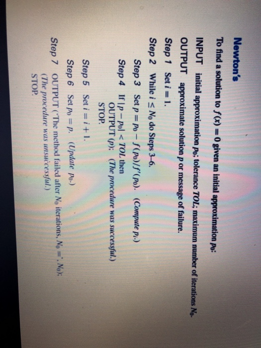 Solved Make the Newton and Bisection method algorithms | Chegg.com