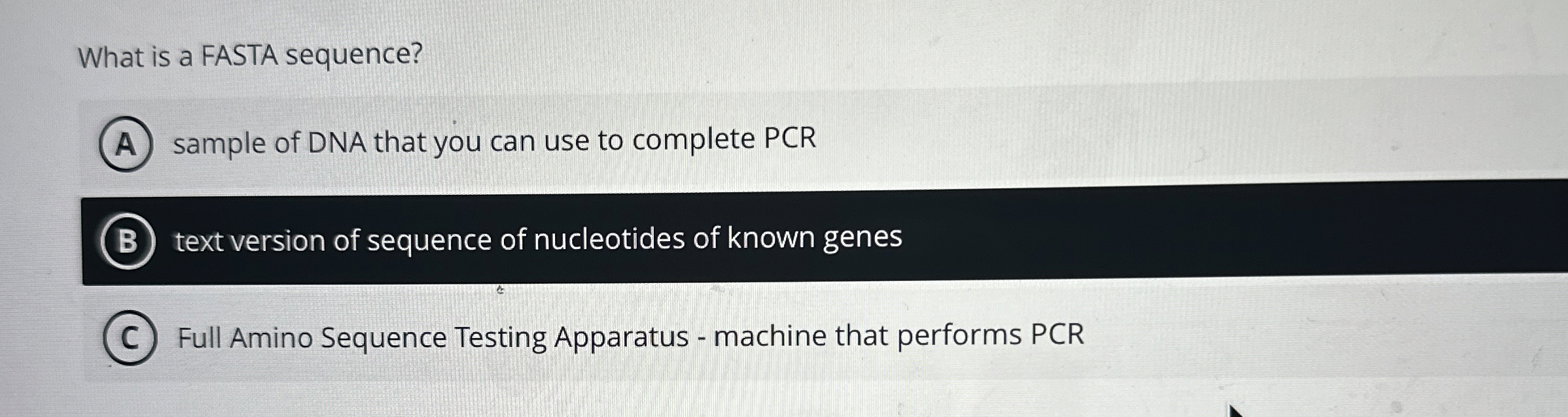 Solved What Is A Fasta Sequencesample Of Dna That You Can