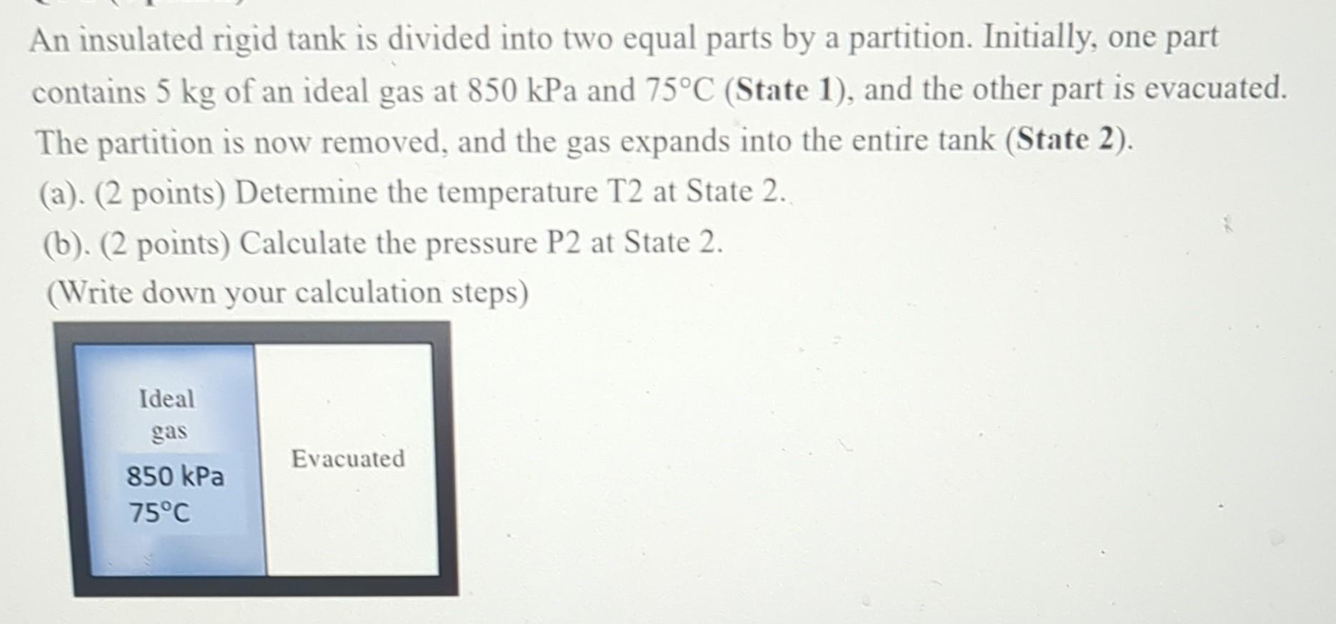 Solved An insulated rigid tank is divided into two equal | Chegg.com