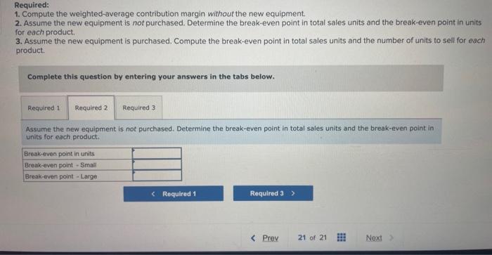 Solved Problem 18-7A (Algo) Break-even analysis with two | Chegg.com