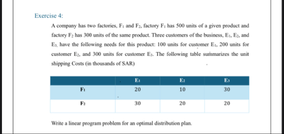 Solved .Exercise 4:A company has two factories, F1 ﻿and F2, | Chegg.com