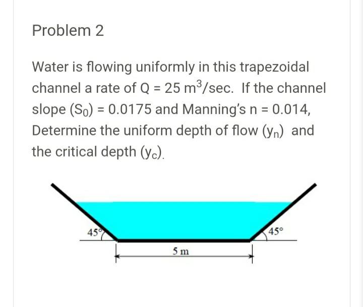 Solved Problem 2 Water is flowing uniformly in this | Chegg.com