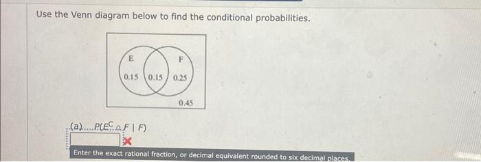 Solved Use the Venn diagram below to find the conditional | Chegg.com