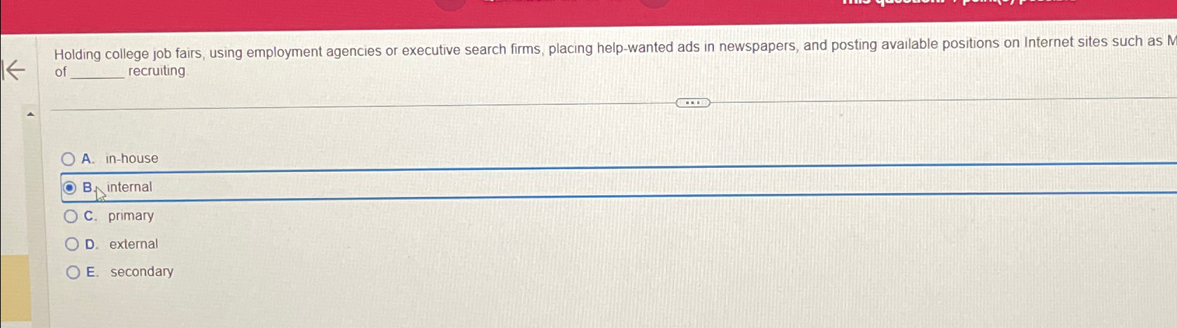 Solved Holding college job fairs, using employment agencies | Chegg.com