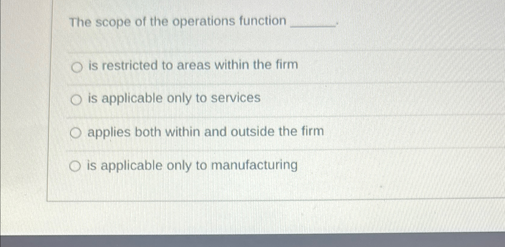 Solved The scope of the operations functionis restricted to | Chegg.com