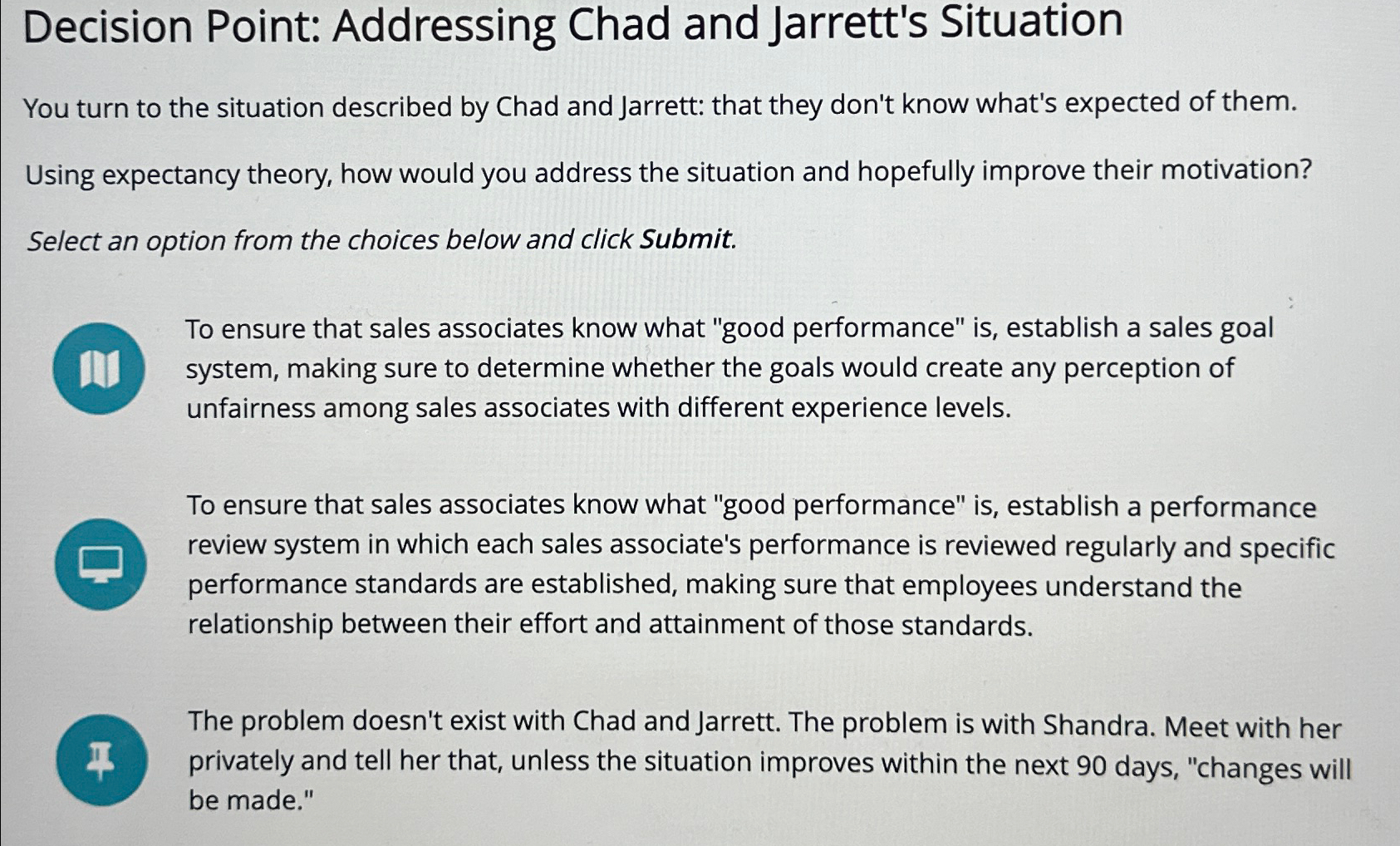 Solved Decision Point: Addressing Chad and Jarrett's | Chegg.com