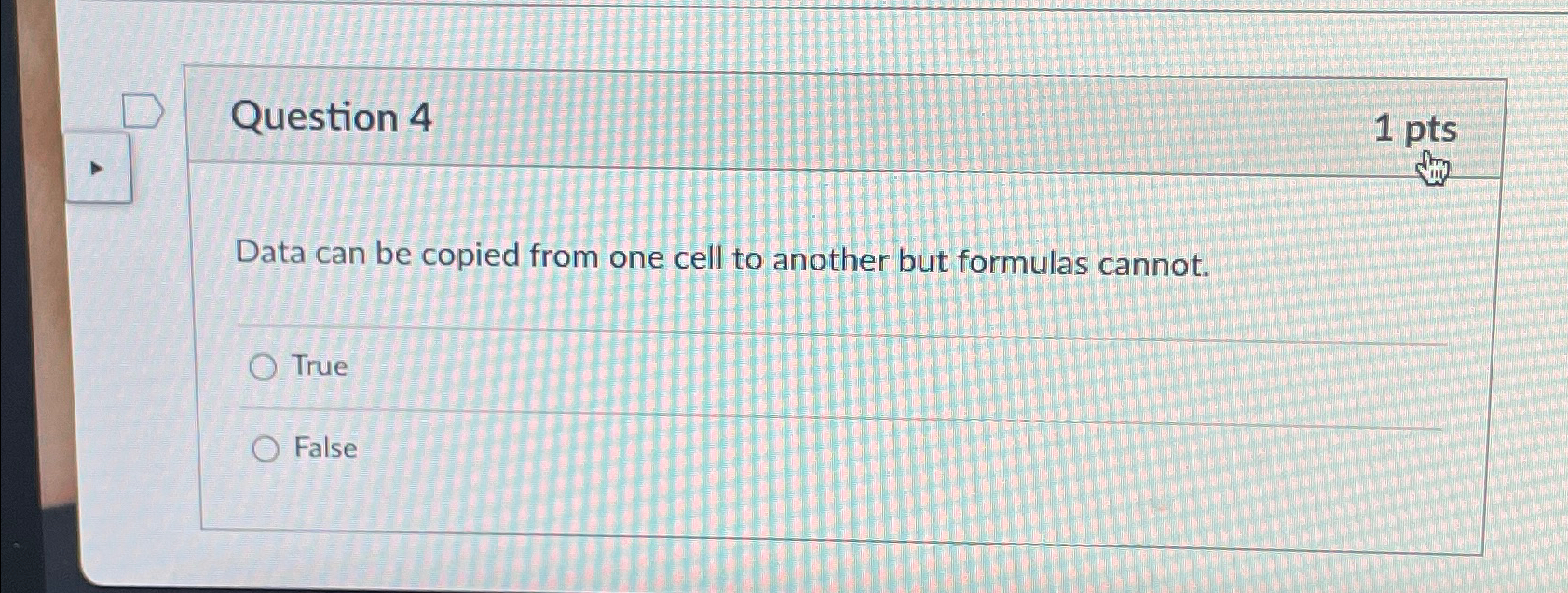 Solved Question 41ptsData can be copied from one cell to | Chegg.com