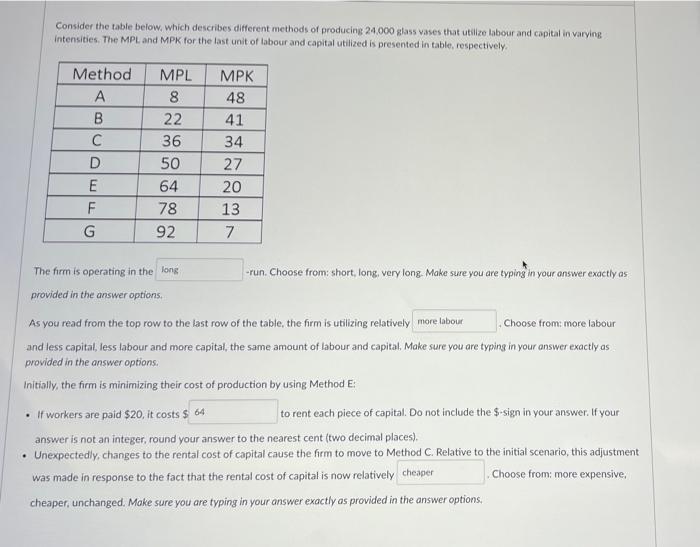 Solved Consider the table below, which describes different | Chegg.com