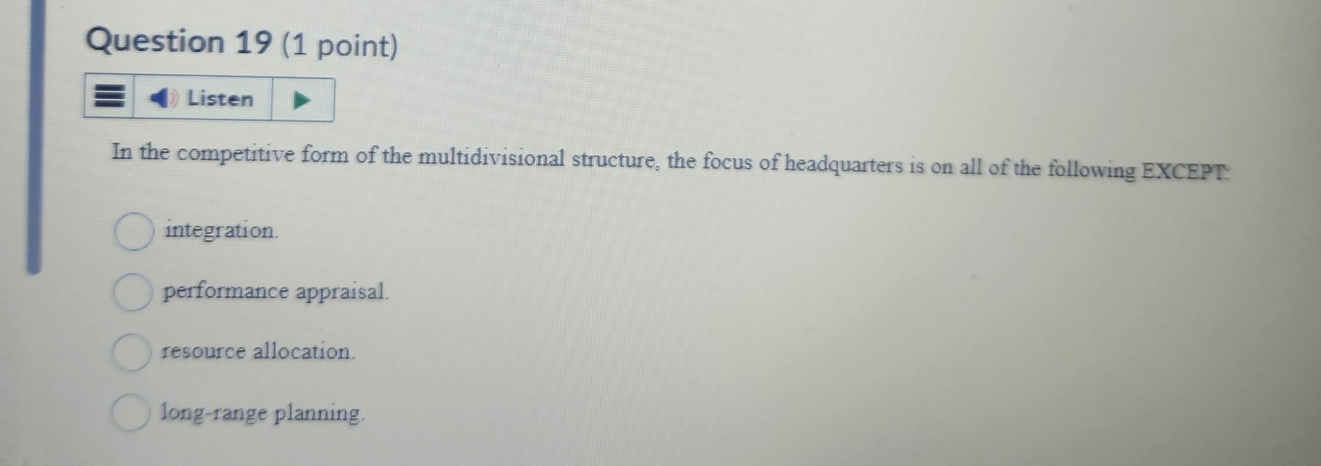 Solved Question 19 (1 ﻿point)ListenIn the competitive form | Chegg.com