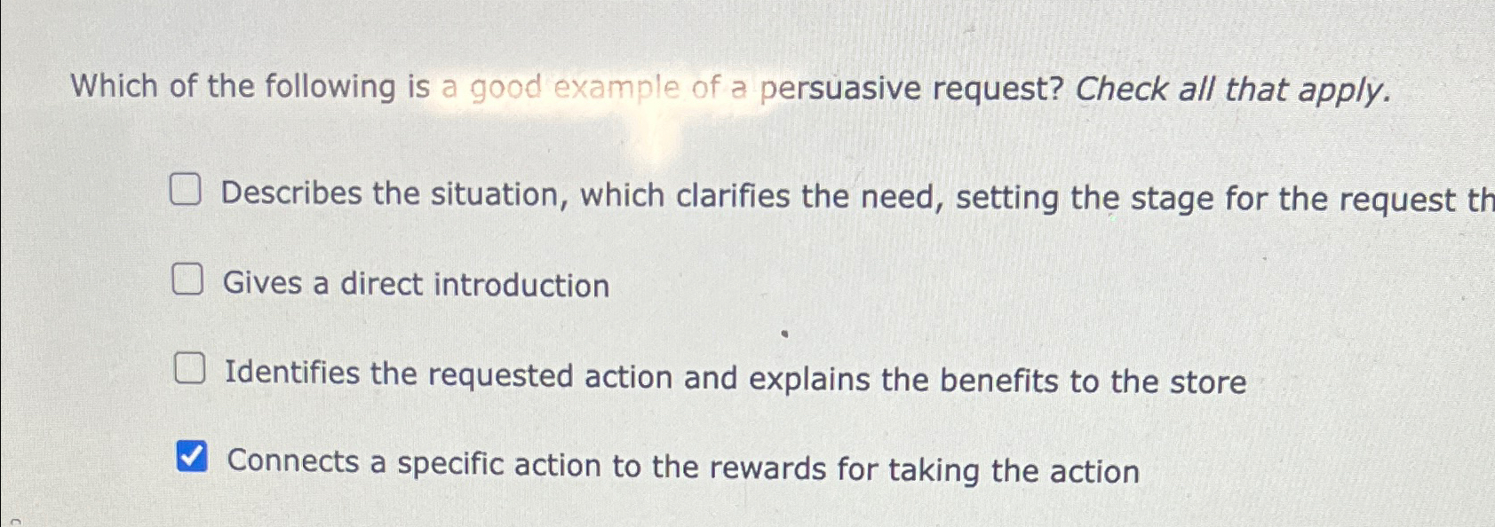 Solved Which of the following is a good example of a | Chegg.com
