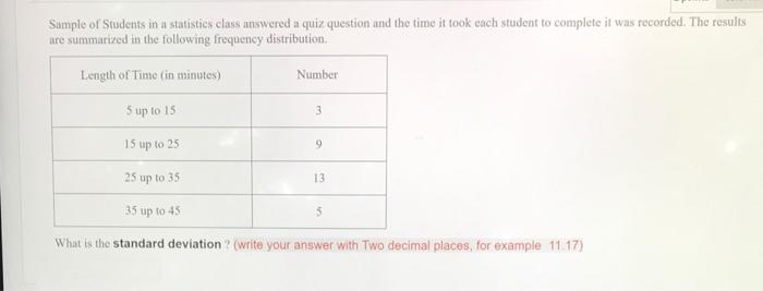 Solved Sample of Students in a statistics class answered a | Chegg.com