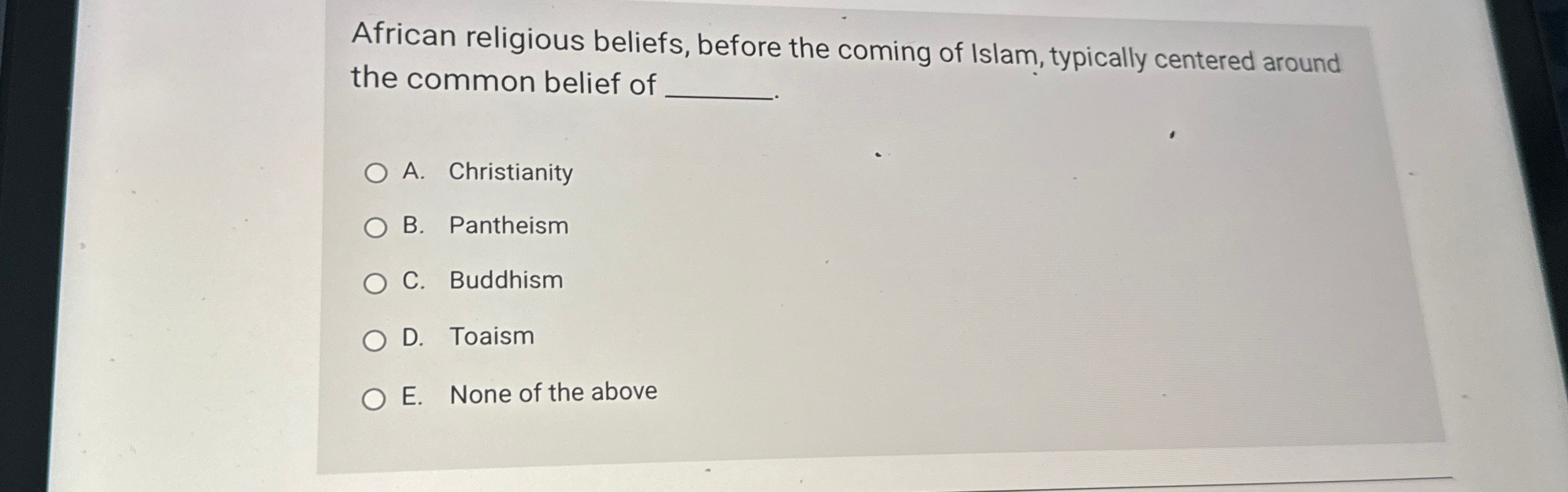 Solved African religious beliefs, before the coming of | Chegg.com