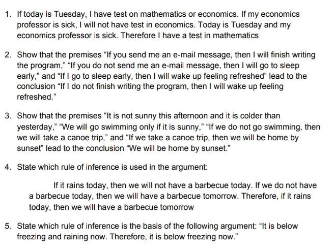 Solved 1. If today is Tuesday, I have test on mathematics or | Chegg.com