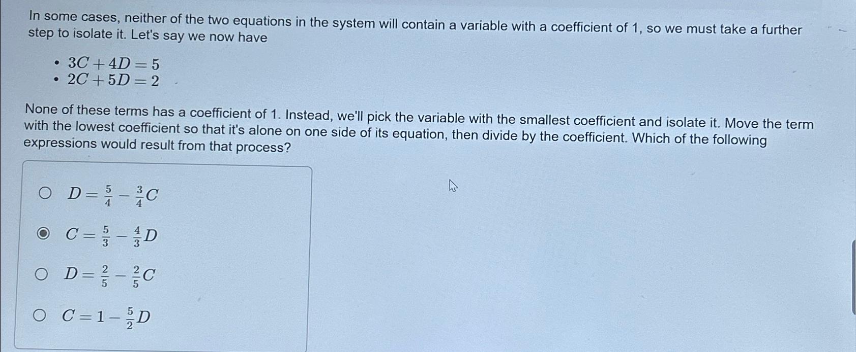 Solved In some cases, neither of the two equations in the | Chegg.com