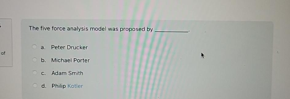 Solved The Five Force Analysis Model Was Proposed Bya 1130