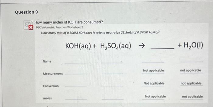 Solved How many moles of KOH are consumed? Foc Volumetric | Chegg.com