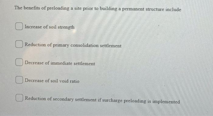 Solved The benefits of preloading a site prior to building a | Chegg.com