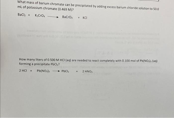 Solved What mass of barium chromate can be precipitated by | Chegg.com