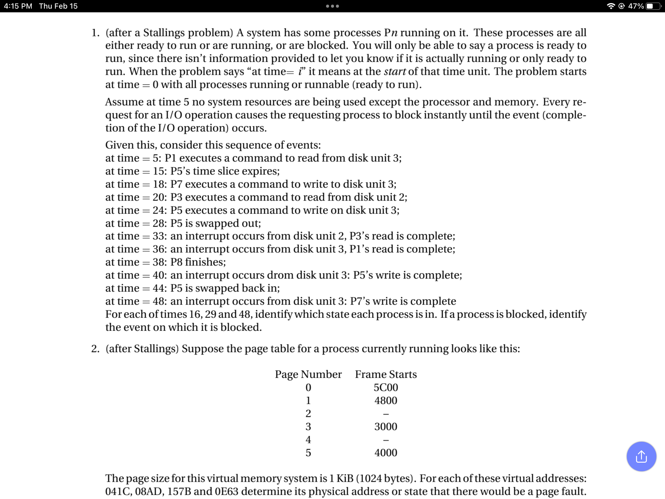 Solved Suppose the page table for a process currently | Chegg.com