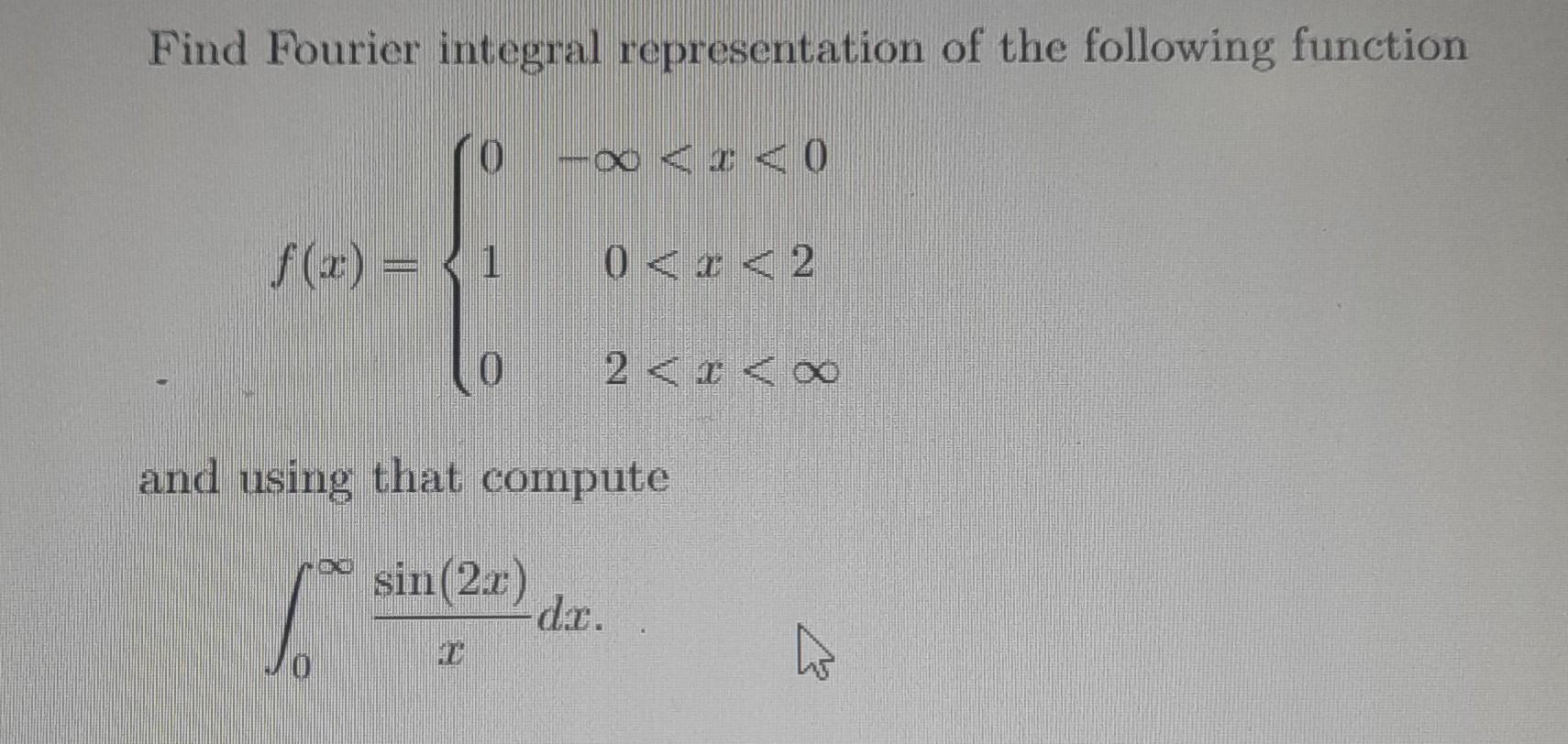 Solved Find Fourier integral representation of the following | Chegg.com