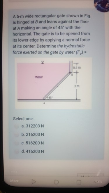 Solved A 5-m wide rectangular gate shown in Fig. is hinged | Chegg.com
