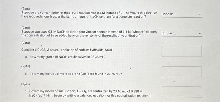 Table 2. Titration data Table view List view Tahle 2 | Chegg.com