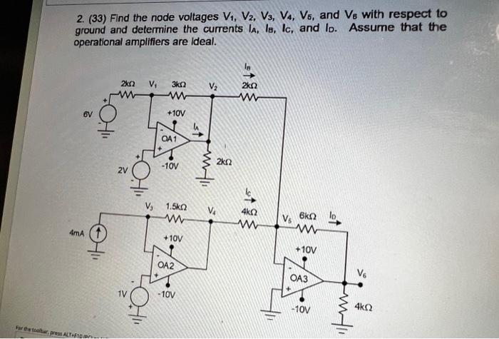 Solved 2. (33) Find the node voltages V1,V2,V3,V4,V5, and V6 | Chegg.com