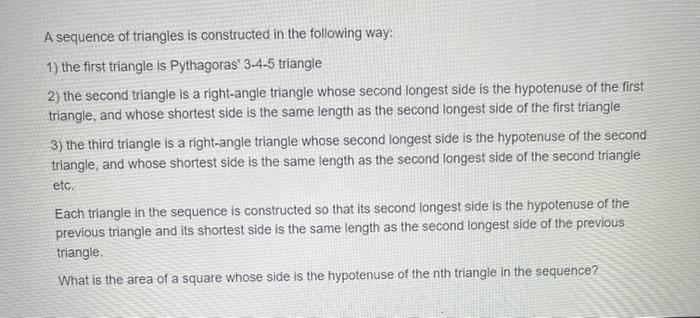 Solved A sequence of triangles is constructed in the | Chegg.com
