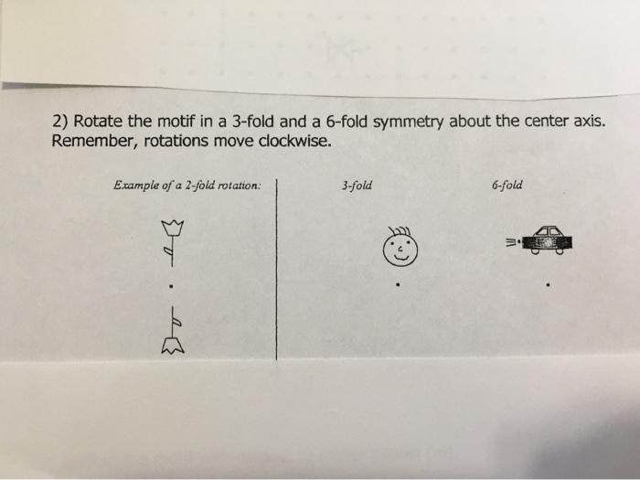 Solved 2) Rotate the motif in a 3-fold and a 6-fold symmetry | Chegg.com